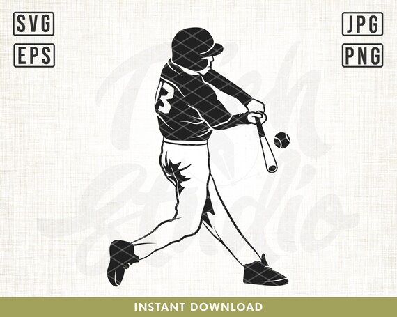 Baseball Player SVG Baseball Clipart Baseball Files for - Etsy