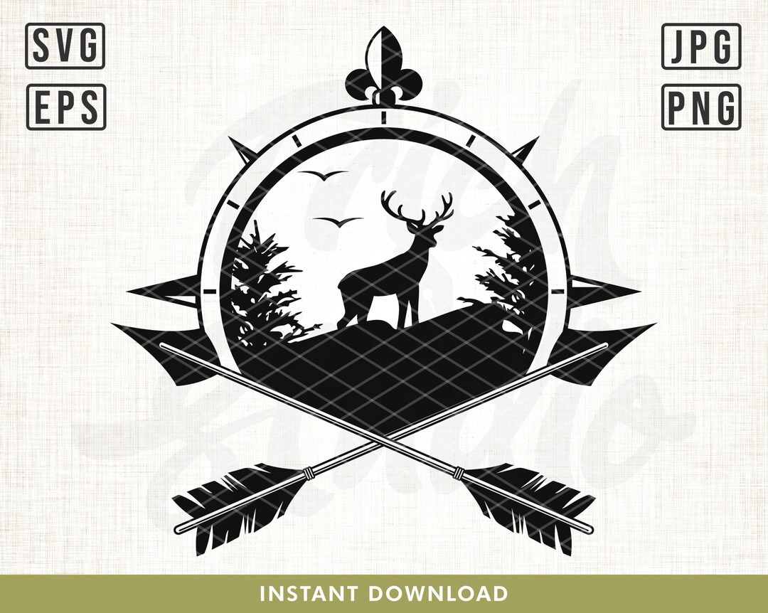 Deer Hunter Svg, Deer Antler Svg, Compass Svg, Deer Hunting Svg ...
