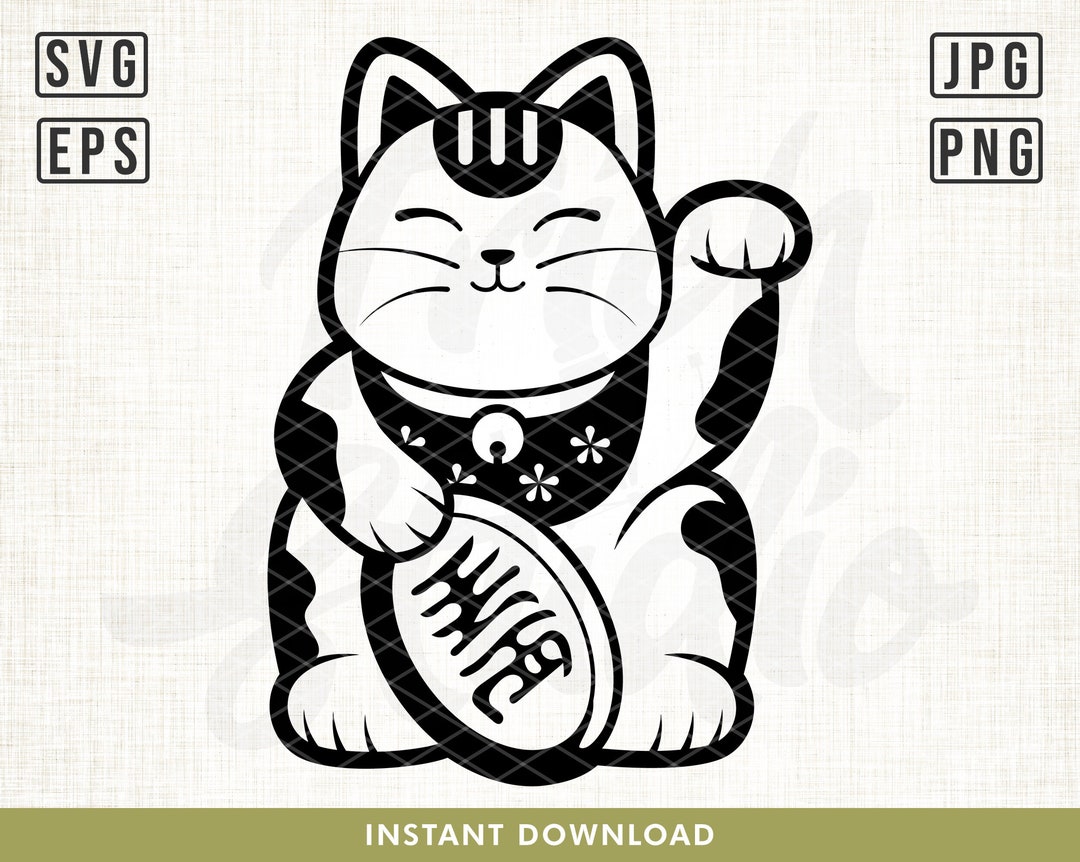 Lucky Cat Svg, Maneki Neko Cat Svg, Money Cat Svg, Fortune Cat Svg, Cat ...