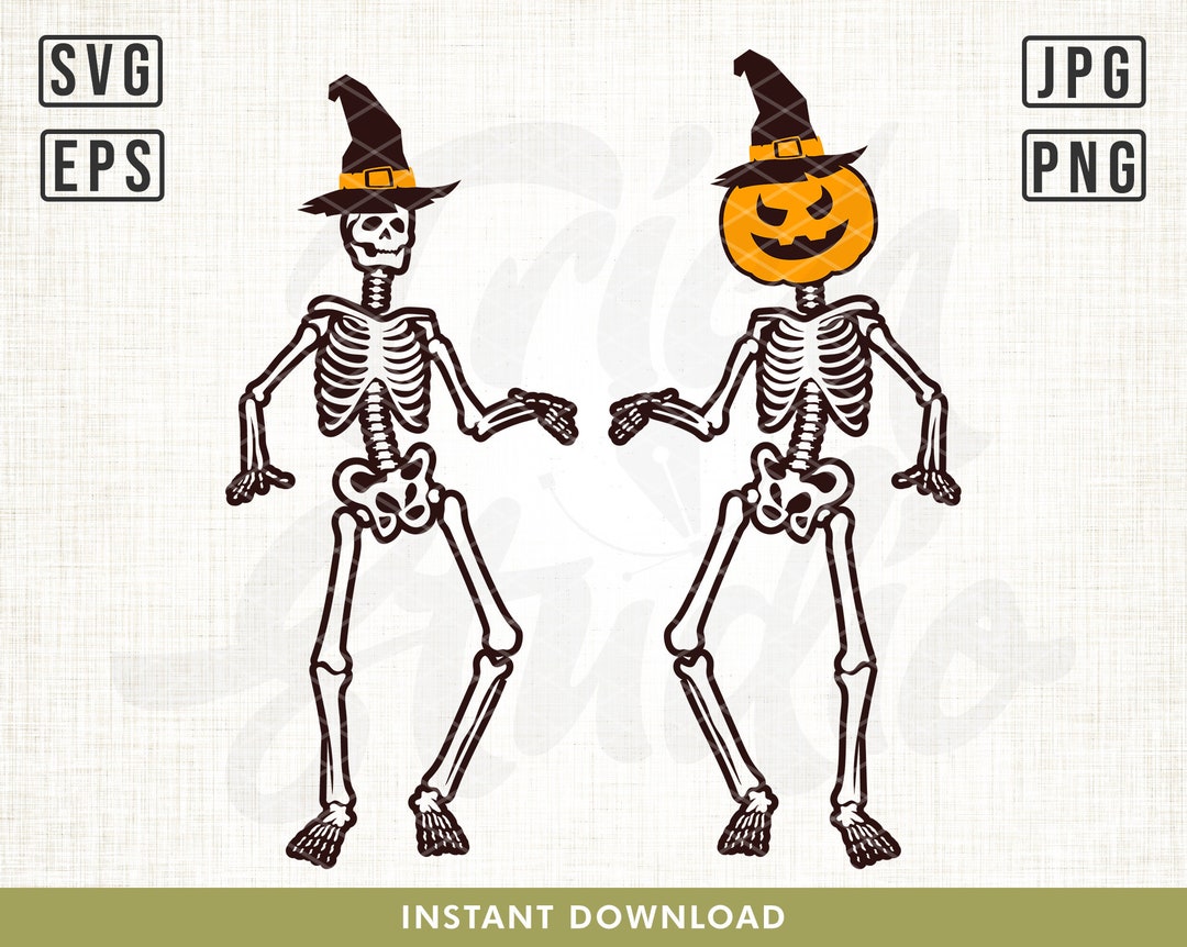 Dancing Skeleton Svg, Pumpkin Svg, Witch Skeleton Svg, Skull Svg ...