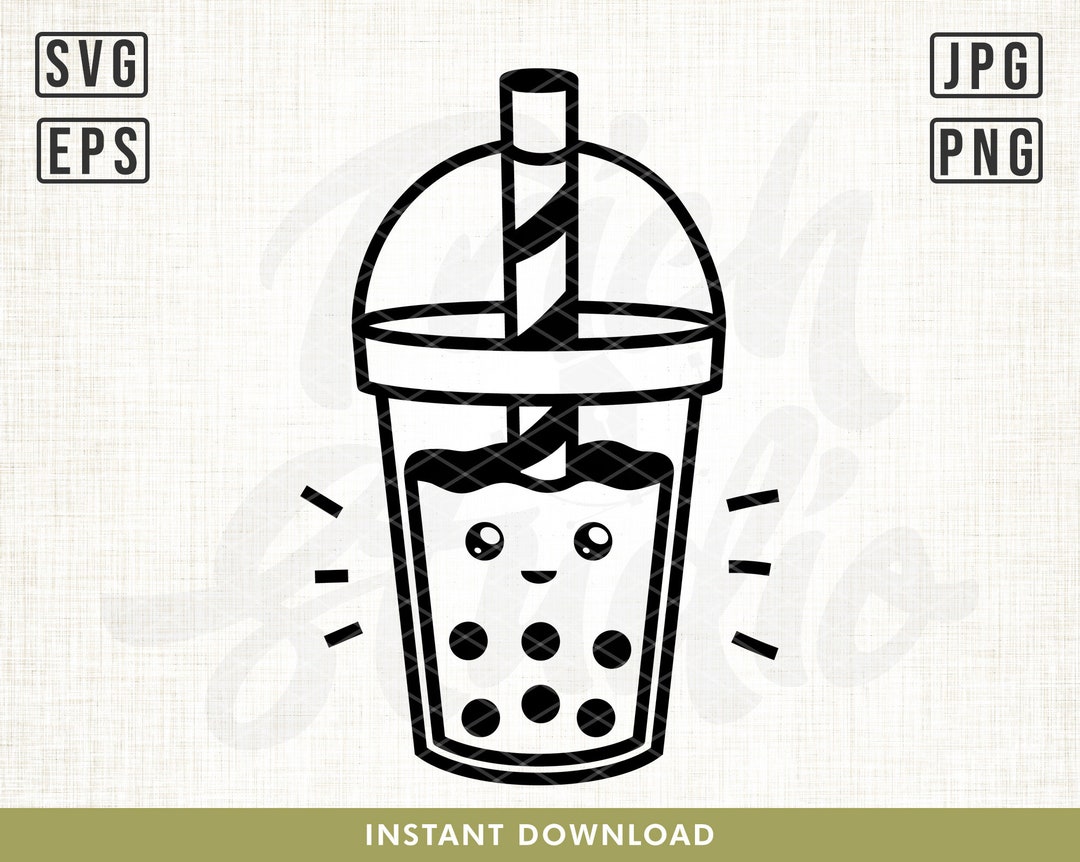 Cute Bubble Tea Svg, Boba Tea Cut File, Kawaii Drink, Cute Food, Boba ...