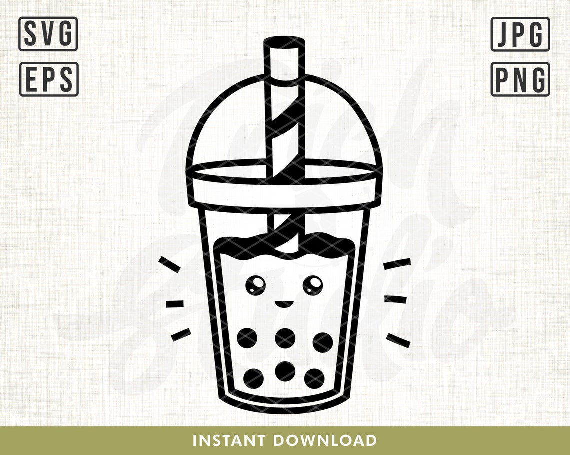 Cute Bubble Tea Svg Boba Tea Cut File Kawaii Drink Cute - Etsy