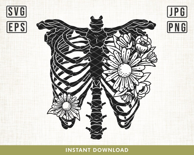 Rib Cage Floral Svg Ribcage Flowers Svg Skeleton Flower Svg | Etsy Ireland