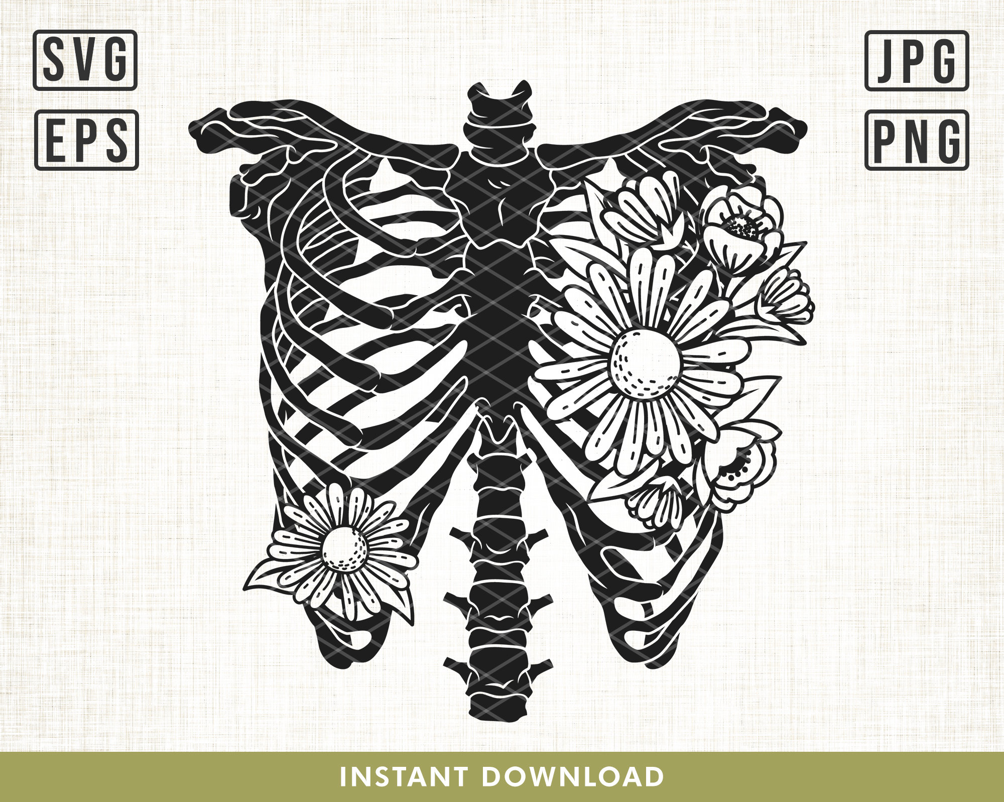 Rib Cage Floral Svg Ribcage Flowers Svg Skeleton Flower Svg | Etsy Ireland