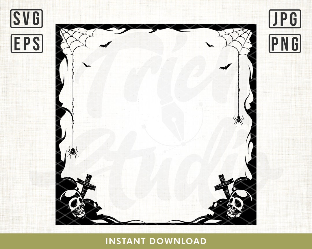 Halloween Frame Svg, Spooky Frame Svg, Skull Frame Svg, Spider Webs Svg ...