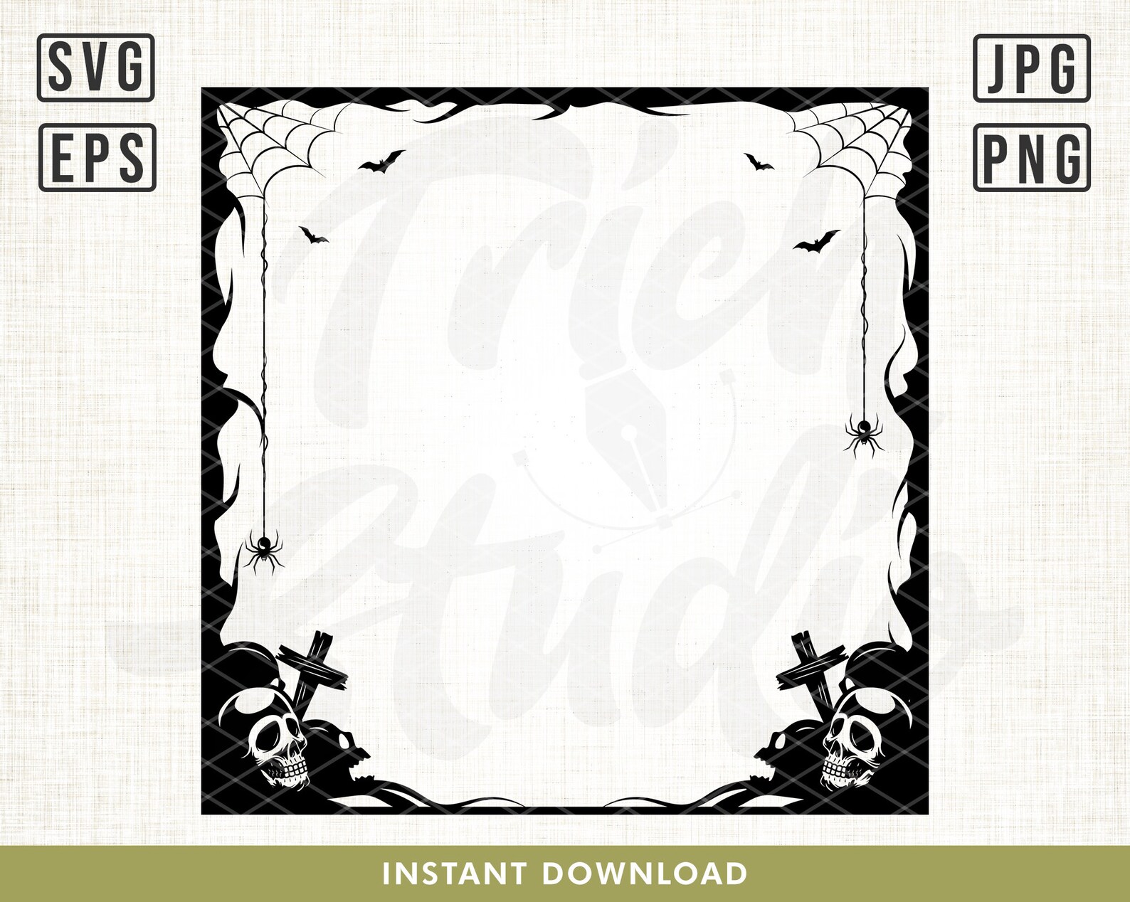 Halloween Frame Svg, Spooky Frame Svg, Skull Frame Svg, Spider Webs Svg ...