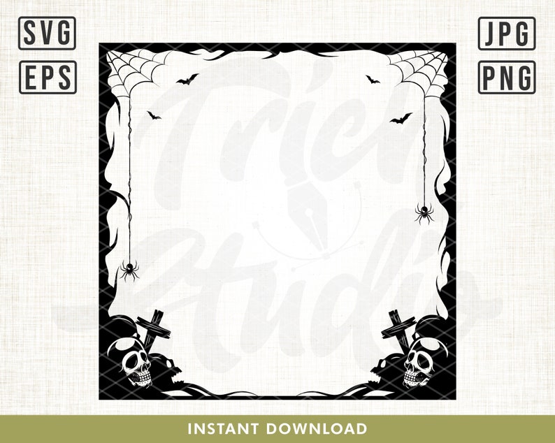 Halloween Frame Svg Spooky Frame Svg Skull Frame Svg Spider - Etsy