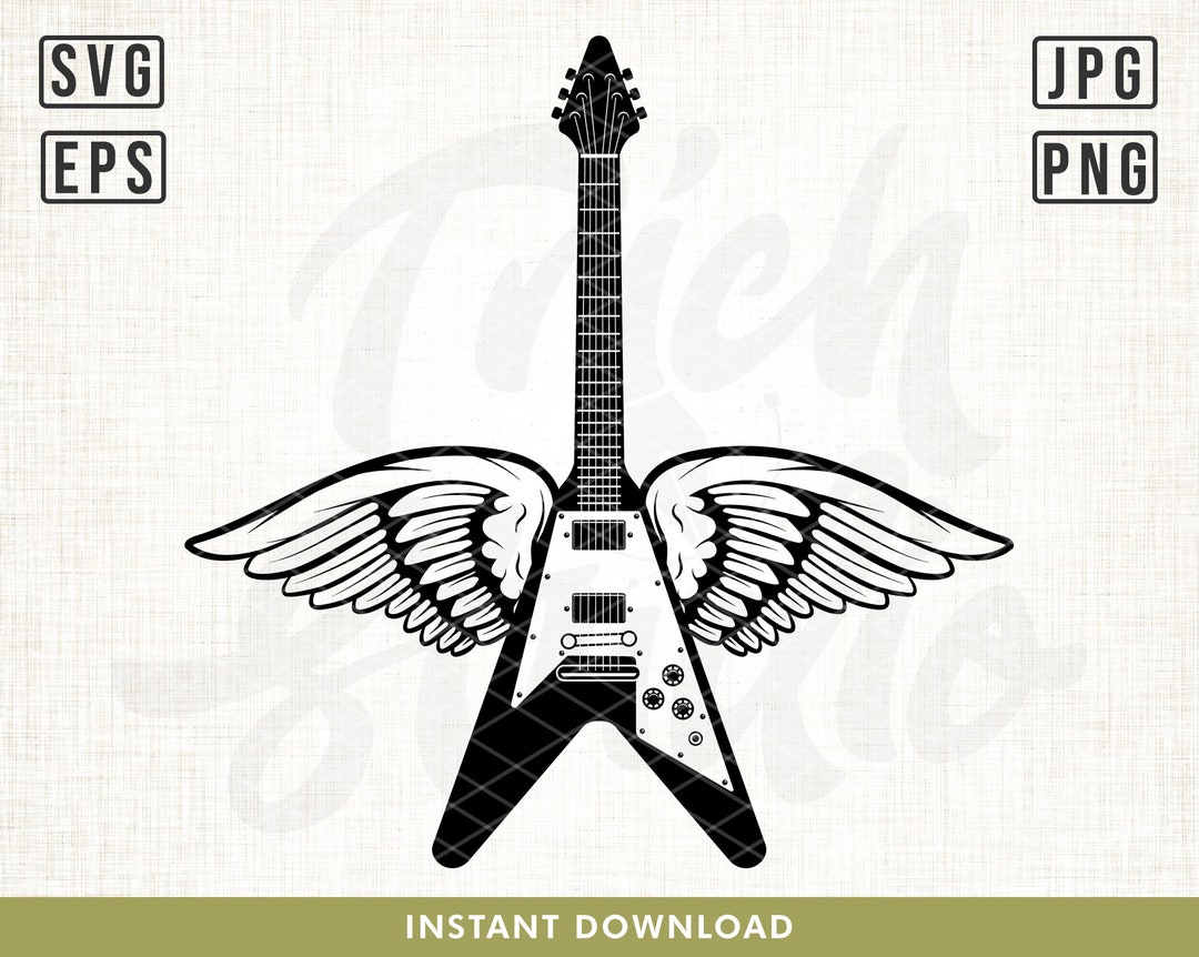 Guitar Wings Svg, Angel wings svg, Elektrische Gitaar svg, Gitaar svg ...
