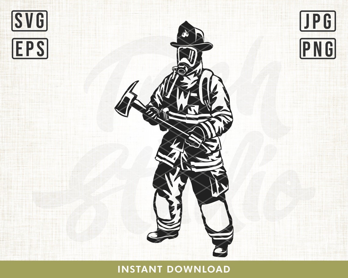 Firefighter Svg File, Firefighter Clipart, Fireman Svg, First Responder ...