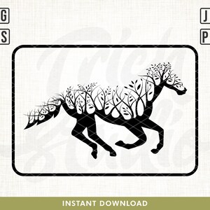 Horse Wall Art Svg, Horse Svg, Horse Tree Svg, Branches Svg, Plasma Cut ...