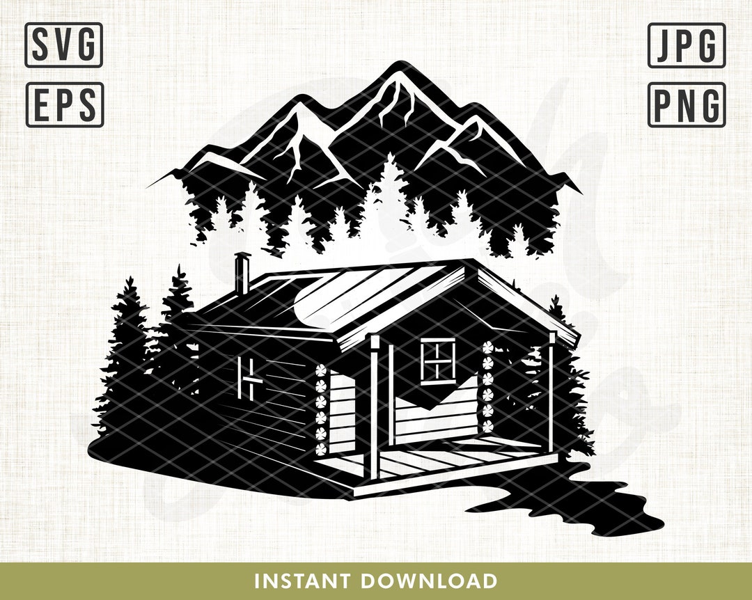 Cabin Svg, Log Cabin Svg, Camping Lodge Svg, Outdoor Svg, Mountain Svg ...