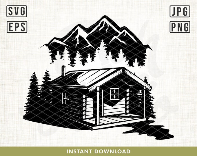 51 Cabin With Lake SVG PNG PDF Dxf Bundle for Cricut Silhouette Laser ...