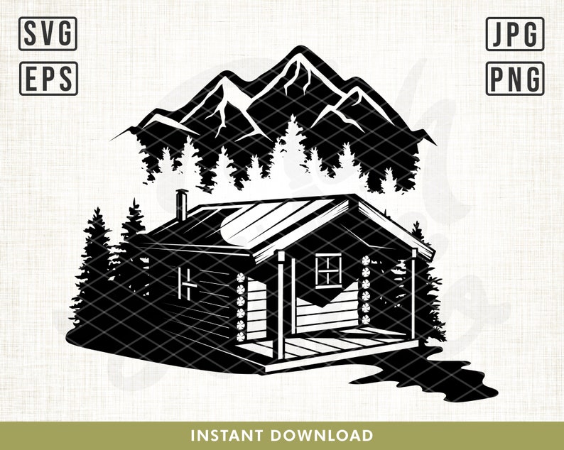 Cabin Svg, Log Cabin Svg, Camping Lodge Svg, Outdoor Svg, Mountain Svg ...