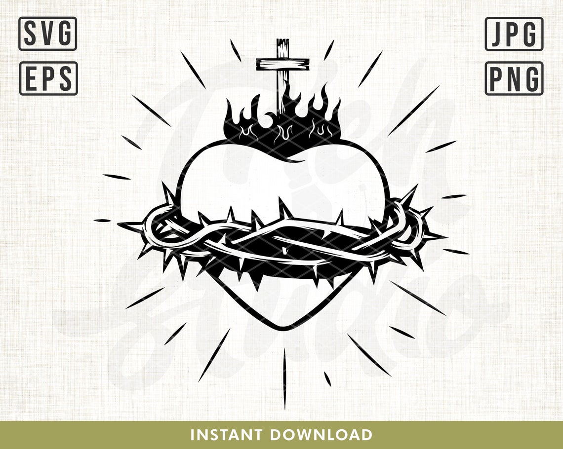 Sacred Heart Svg Jesucristo Svg Biblia de Oración de Fe - Etsy México
