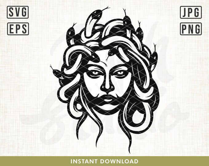 Medusa Svg File, Medusa Png, Medusa Tattoo Svg, Medusa Vector, Greek ...