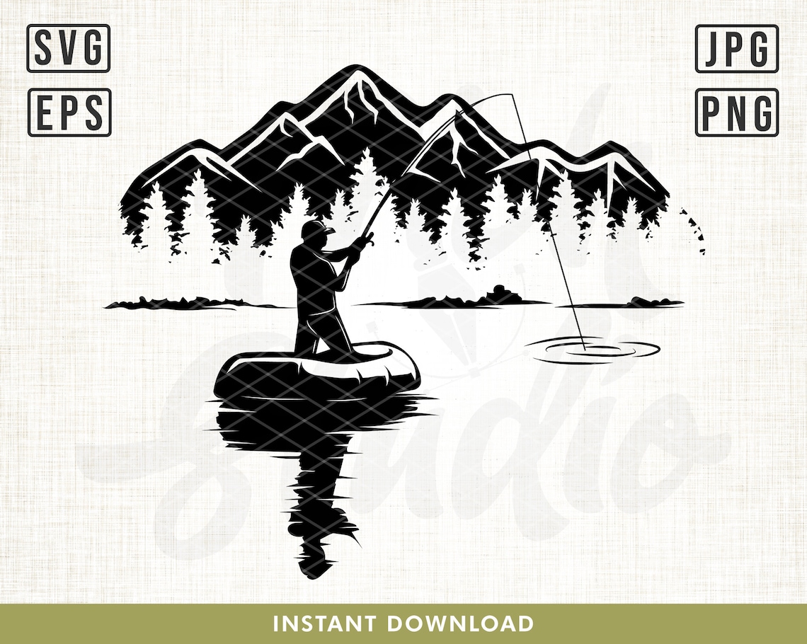 Fishing Svg File, Lake Fishing Svg, River Fishing Svg, Fisherman Svg ...