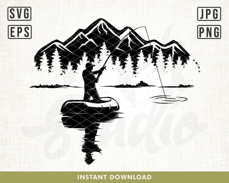 Fishing Svg File, Lake Fishing Svg, River Fishing Svg, Fisherman Svg ...
