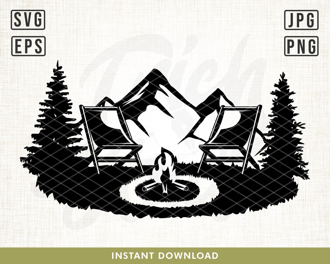 Lake Scene Svg, Chairs Dock Svg, Adirondack Chairs Svg, Mountain Scene ...