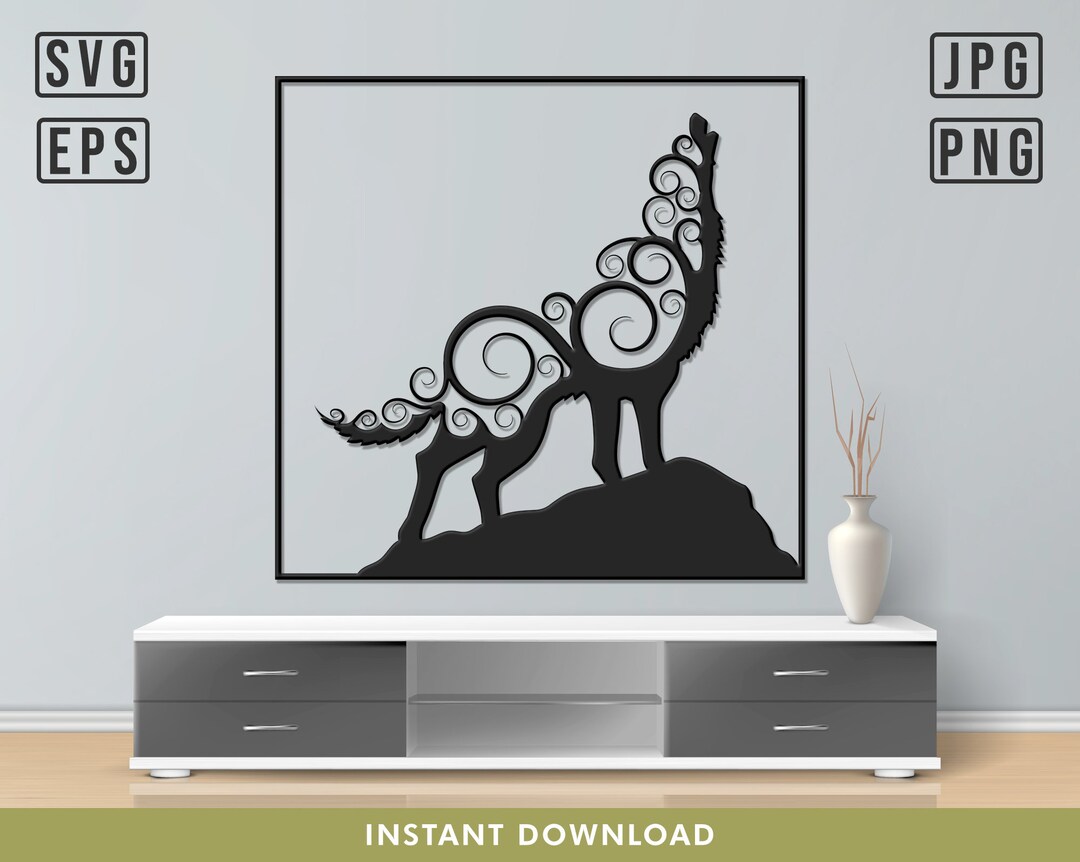 Wolf Wall Art Svg, Wolf Svg, Wolf Tree Svg, Branches Svg, Plasma Cut ...