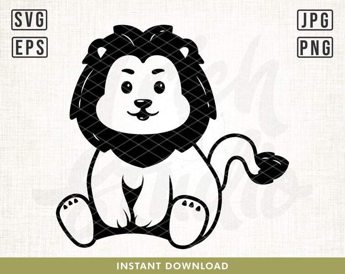 Baby Lion Svg & Png, Lion Clipart, Cute Lion Vector Image, Lion ...