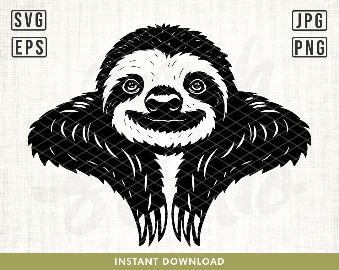 Cute Sloth Face Svg, Sloth Svg, Cute Baby Sloth Svg, Animal Head Svg ...