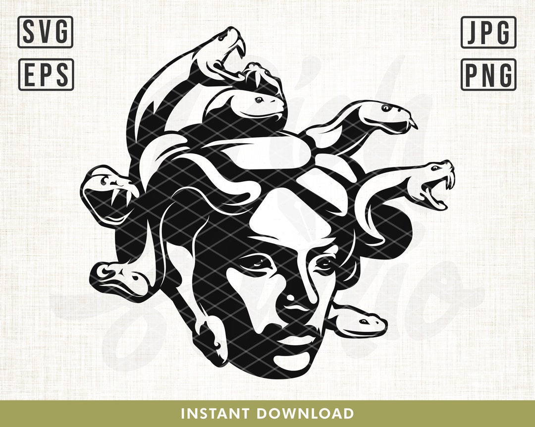 Medusa Svg, Snake Head Svg, Medusa Mythological Creature, Woman Snake ...
