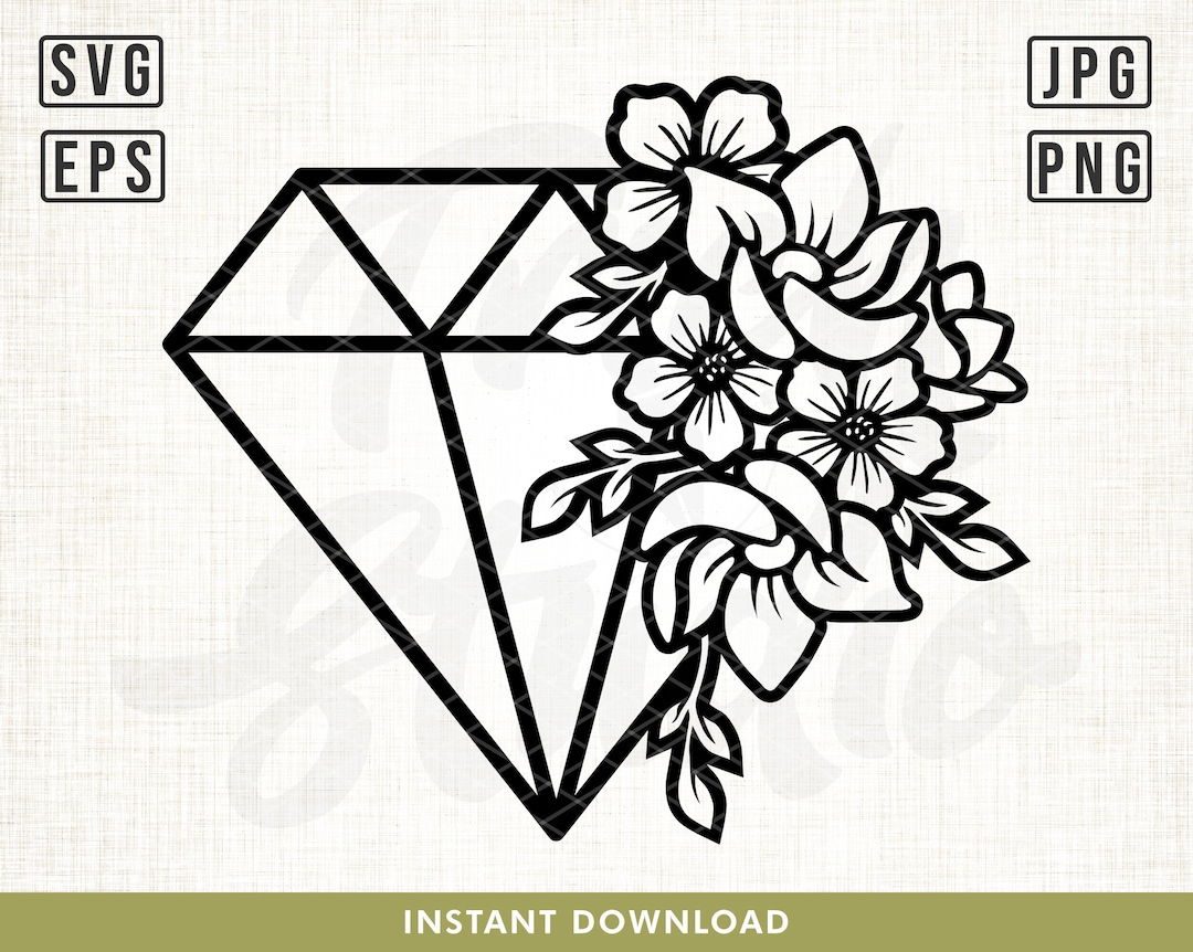 Diamond Svg Files, Wadding Svg, Diamond Cut File, Floral Diamond Svg ...