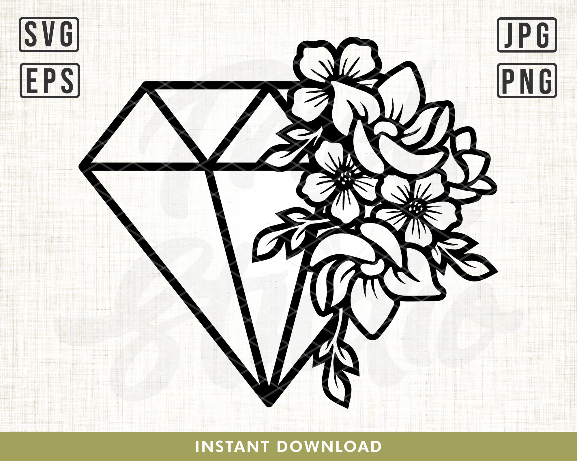 Diamond Svg Files Wadding Svg Diamond Cut File Floral | Etsy