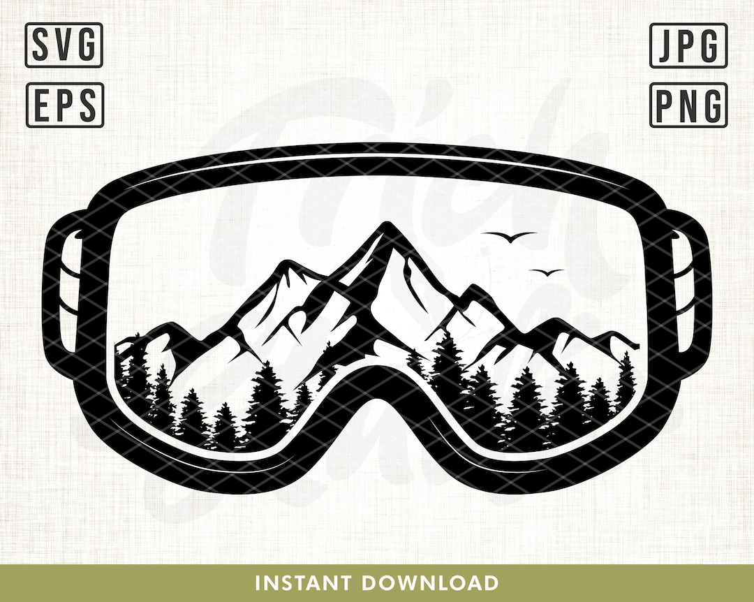 Snow Goggles Mountain Svg, Skiing Svg, Mountain Svg, Mountain Clipart ...
