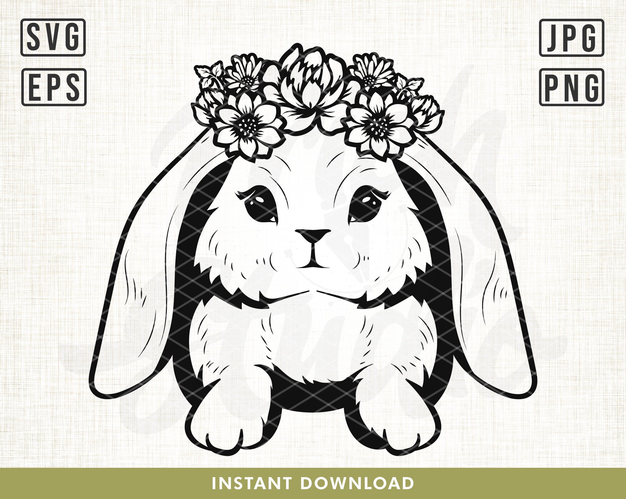 Floral Rabbit Svg, Easter Bunny Svg, Bunny With Flowers Svg, Cute Bunny ...