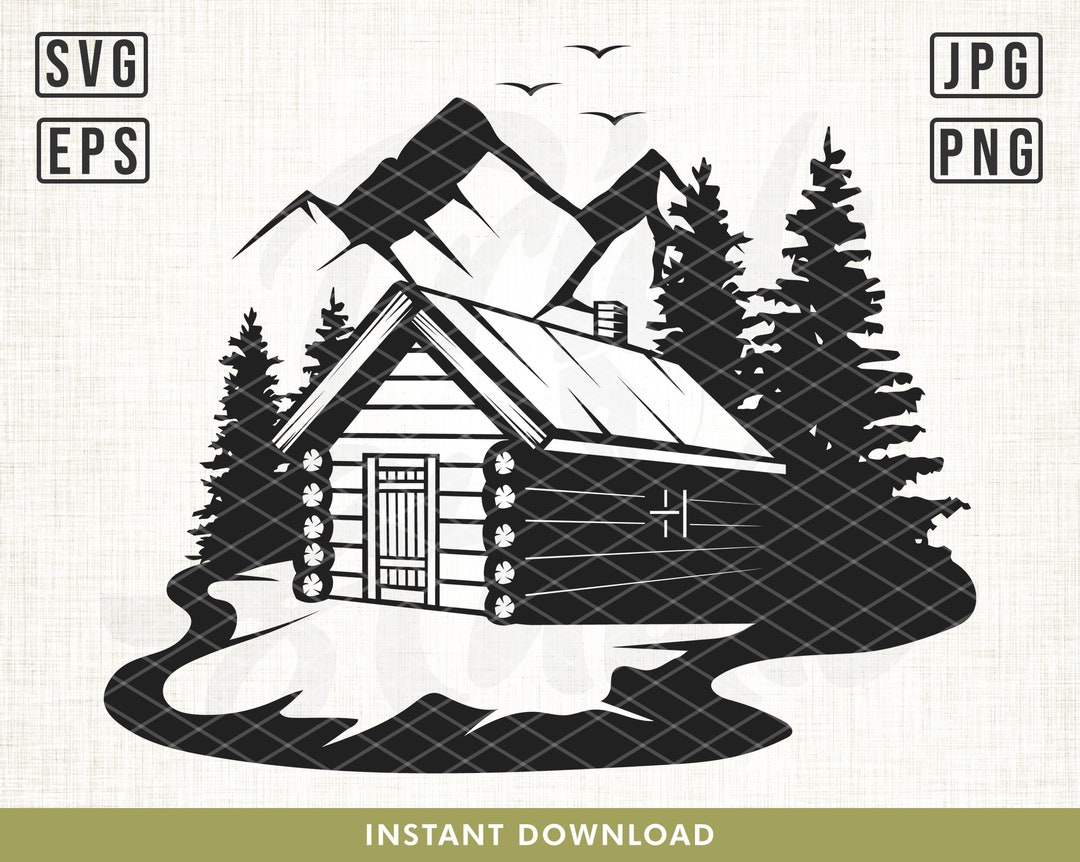 Cabin Svg, Log Cabin Svg, Camping Lodge Svg, Outdoor Svg, Mountain Svg ...