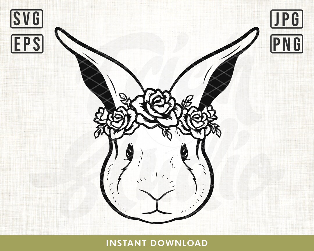 Floral Rabbit Svg, Easter Bunny Svg, Bunny With Flowers Svg, Cute Bunny ...
