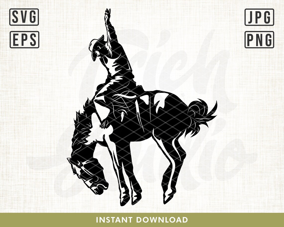 Rodeo Svg File, Cowboy Svg, Western Cowboy Riding Horse Svg, Rodeo ...