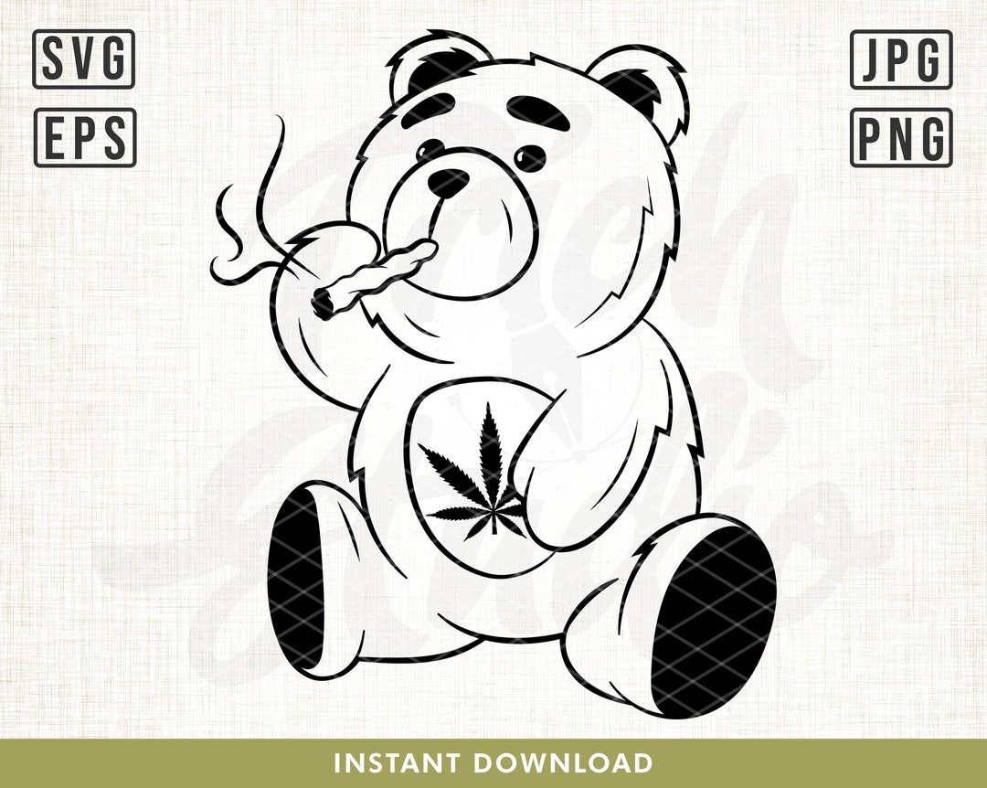 Teddy Bear Smoking Joint Svg, Stoned Bear Svg, Smoking Weed Svg ...