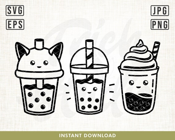 Cute Bubble Tea Svg Boba Tea Cut File Kawaii Drink Cute | Etsy