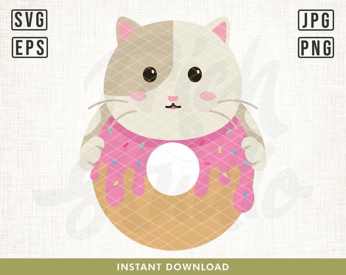 Donut Cat SVG Cute Cat Layered Cut File Kawaii Kitty Doughnut Sweet ...