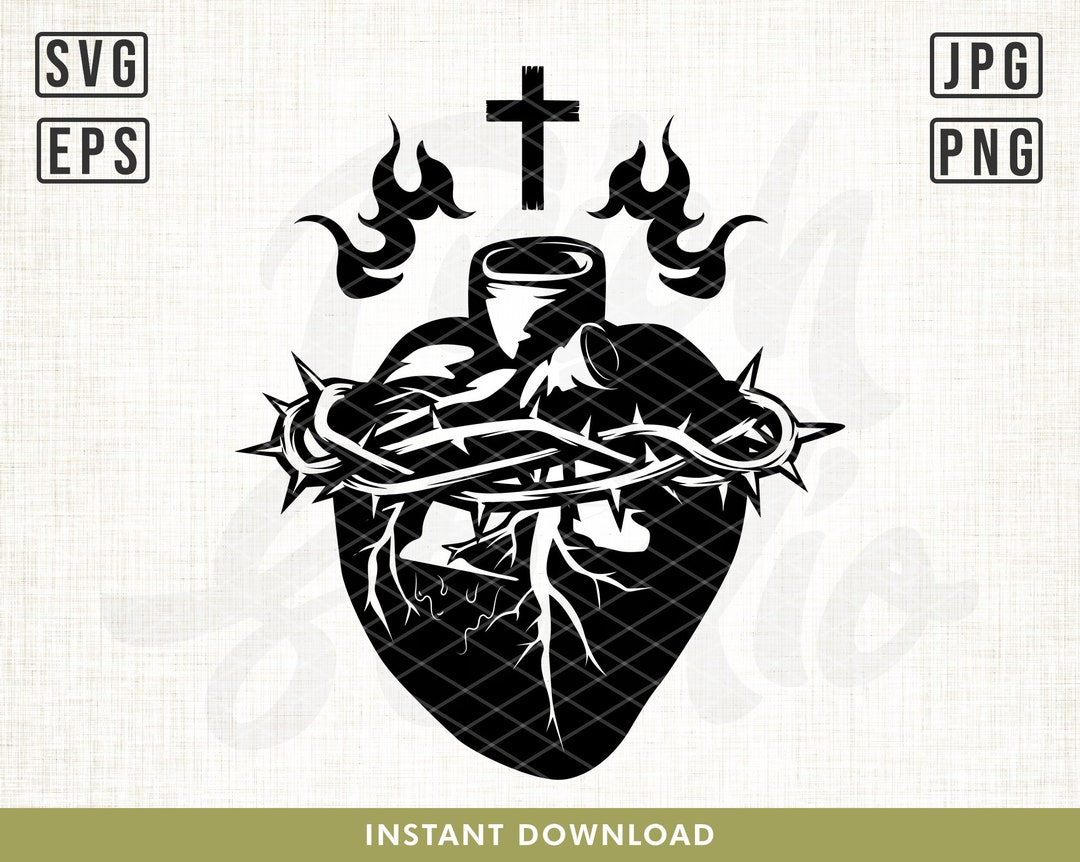 Sacred Heart Svg, Jesus Christ Svg, Religious Christian Faith Prayer ...
