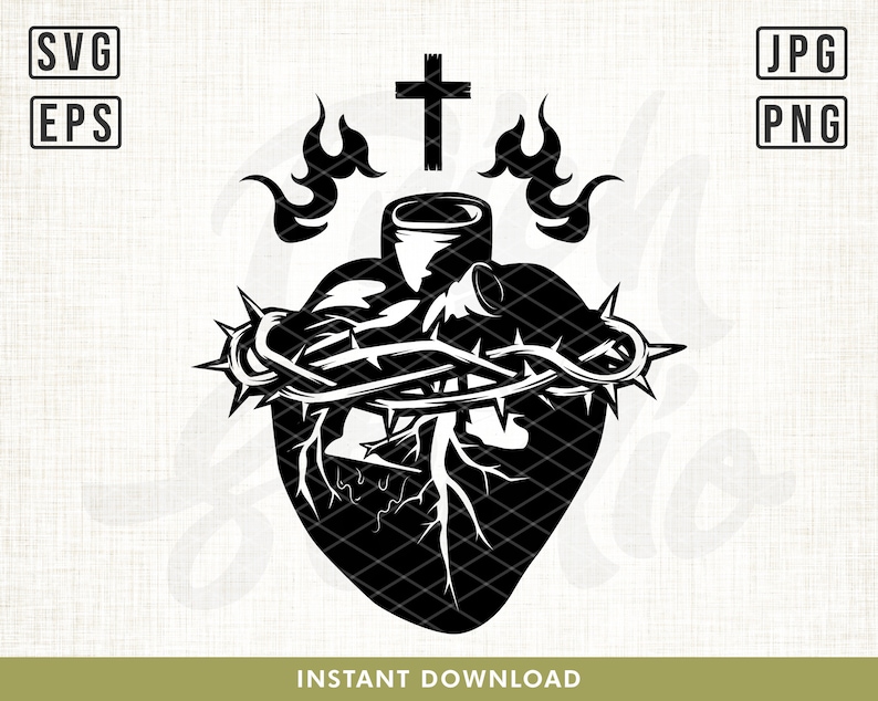 Sacred Heart Svg Jesus Christ Svg Religious Christian Faith - Etsy