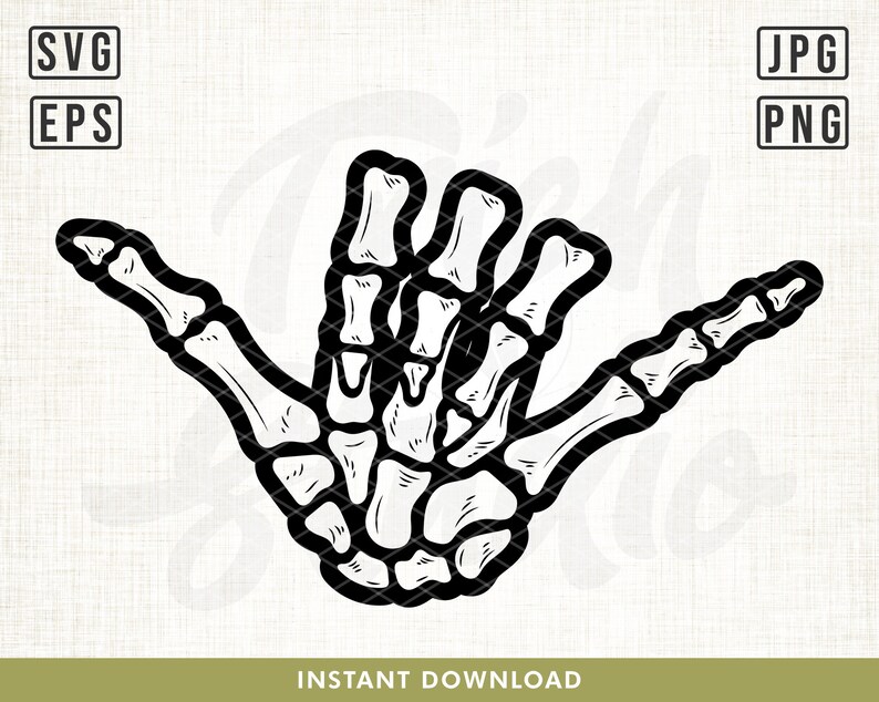 Skeleton Hand Svg File, Skeleton Shaka Hand Svg File, Shaka Sign Svg ...
