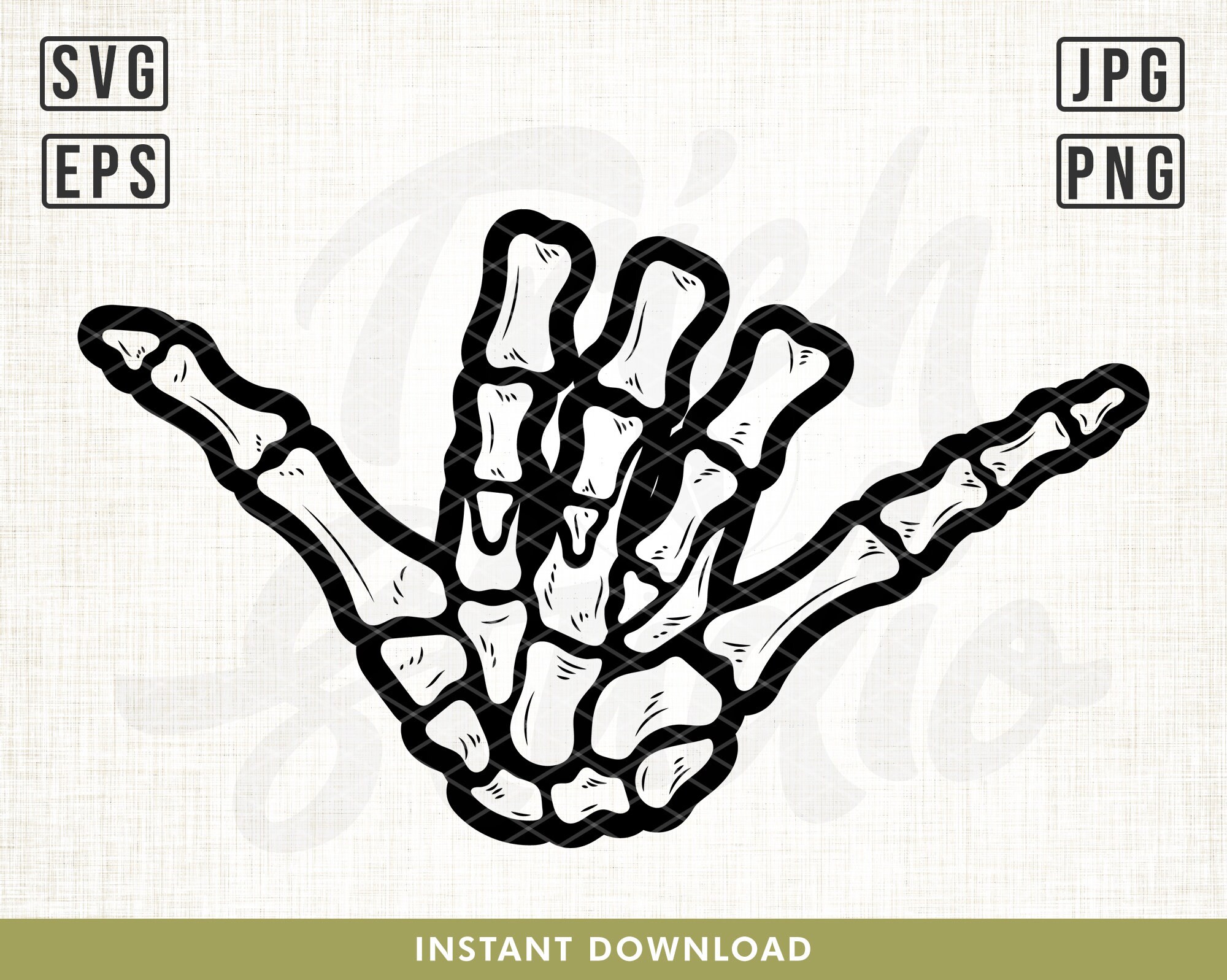 Skeleton Hand Svg File, Skeleton Shaka Hand Svg File, Shaka Sign Svg ...