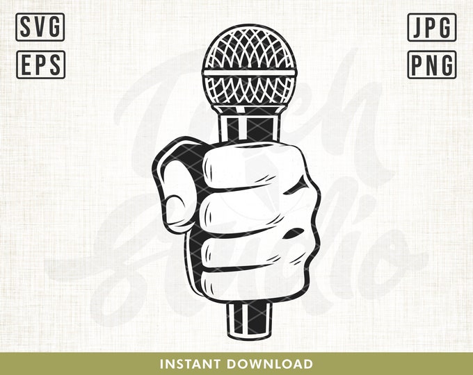 Mic Fist Svg File | Music Lover Svg | Microphone Svg | Mic Svg | Fist ...