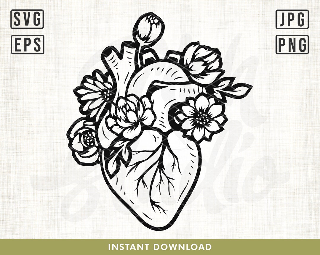 Heart Anatomy Svg, Anatomy Svg, Floral Heart Svg, Flower Svg, Love Svg ...