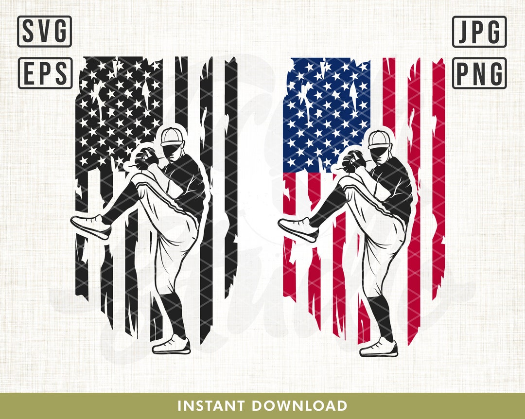 US Baseball Player SVG File, Baseball Svg, Baseball Files, Flag Svg ...