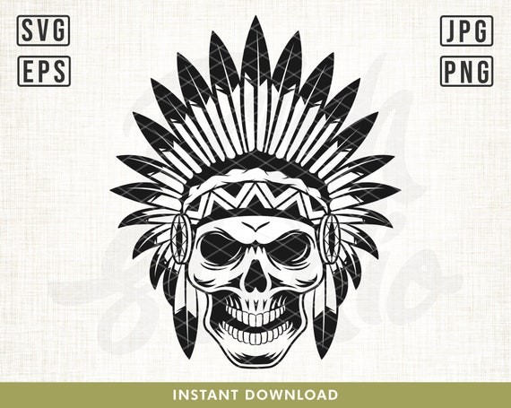 Native American Skull SVG Indian Skull Svg headdress Svg - Etsy
