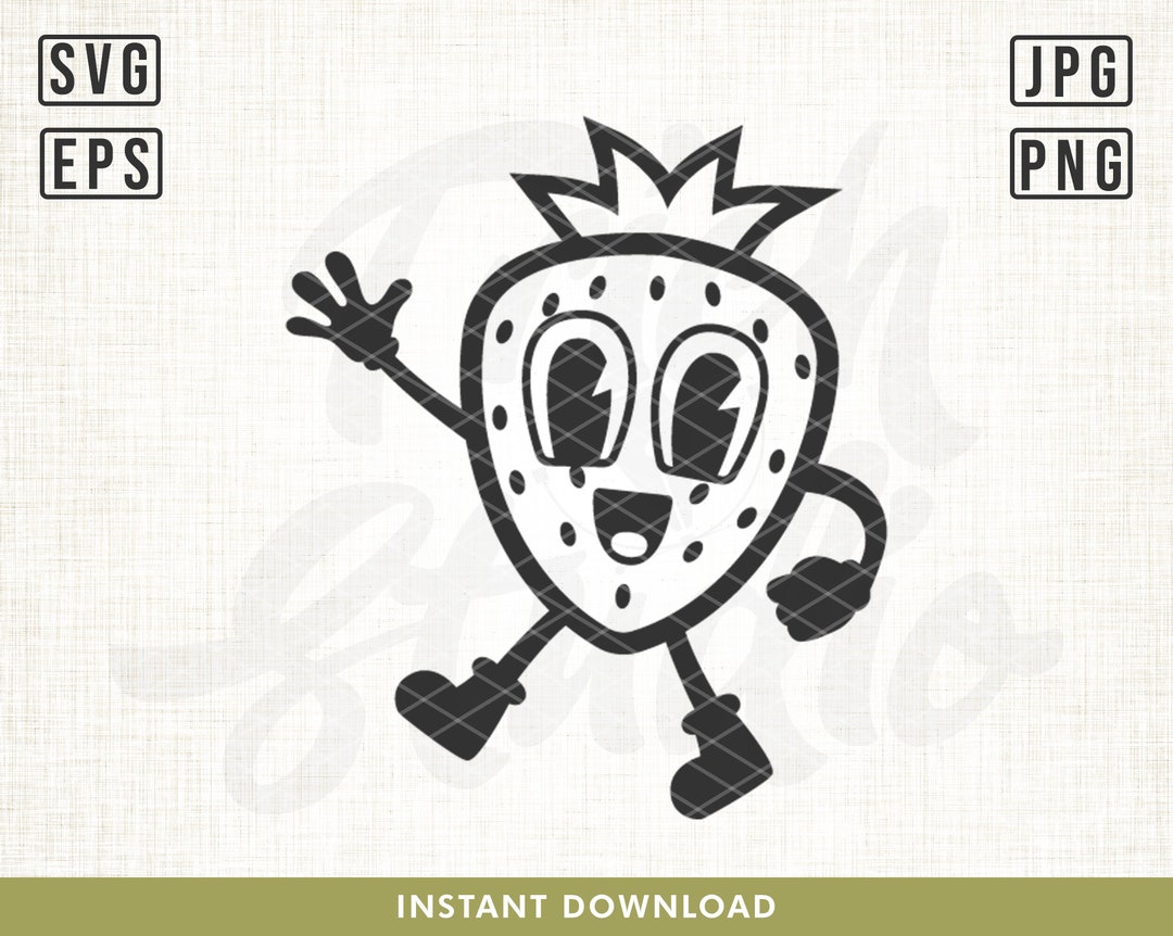 Cute Strawberry Svg, Strawberry Mascot Svg, Strawberry Svg, Fruit Svg ...