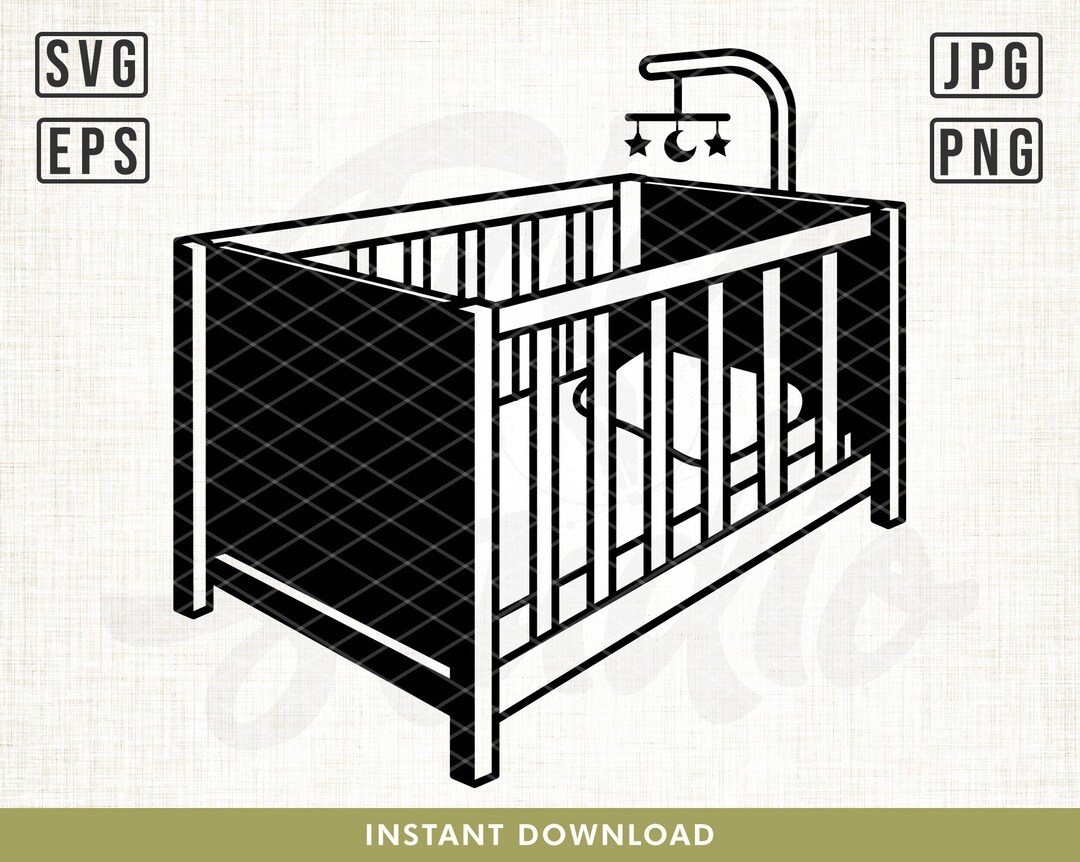 Baby Crib Svg File, Baby Svg, Child Svg, Baby Crib Silhouette SVG, Baby ...