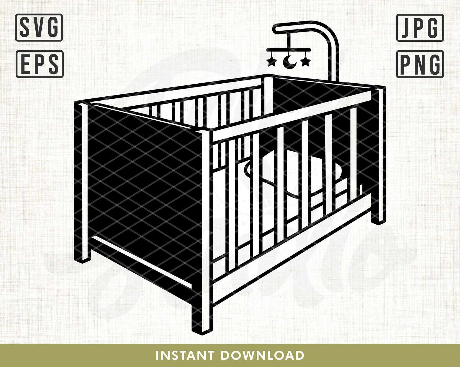Baby Crib Svg File, Baby Svg, Child Svg, Baby Crib Silhouette SVG, Baby ...