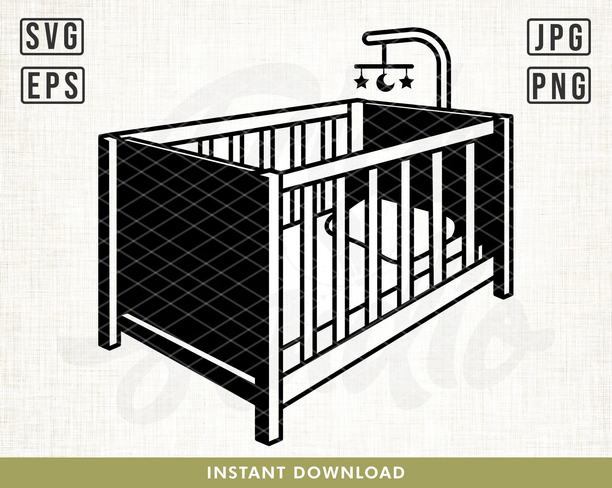 Baby Crib Svg File, Baby Svg, Child Svg, Baby Crib Silhouette SVG, Baby ...