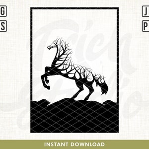 Horse Wall Art Svg, Horse Svg, Horse Tree Svg, Branches Svg, Plasma Cut ...