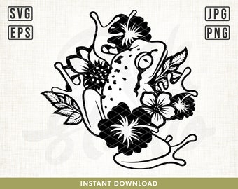Flower Toad Svg File, Cute Frog Svg, Frog Clipart, Flower Frog Svg ...